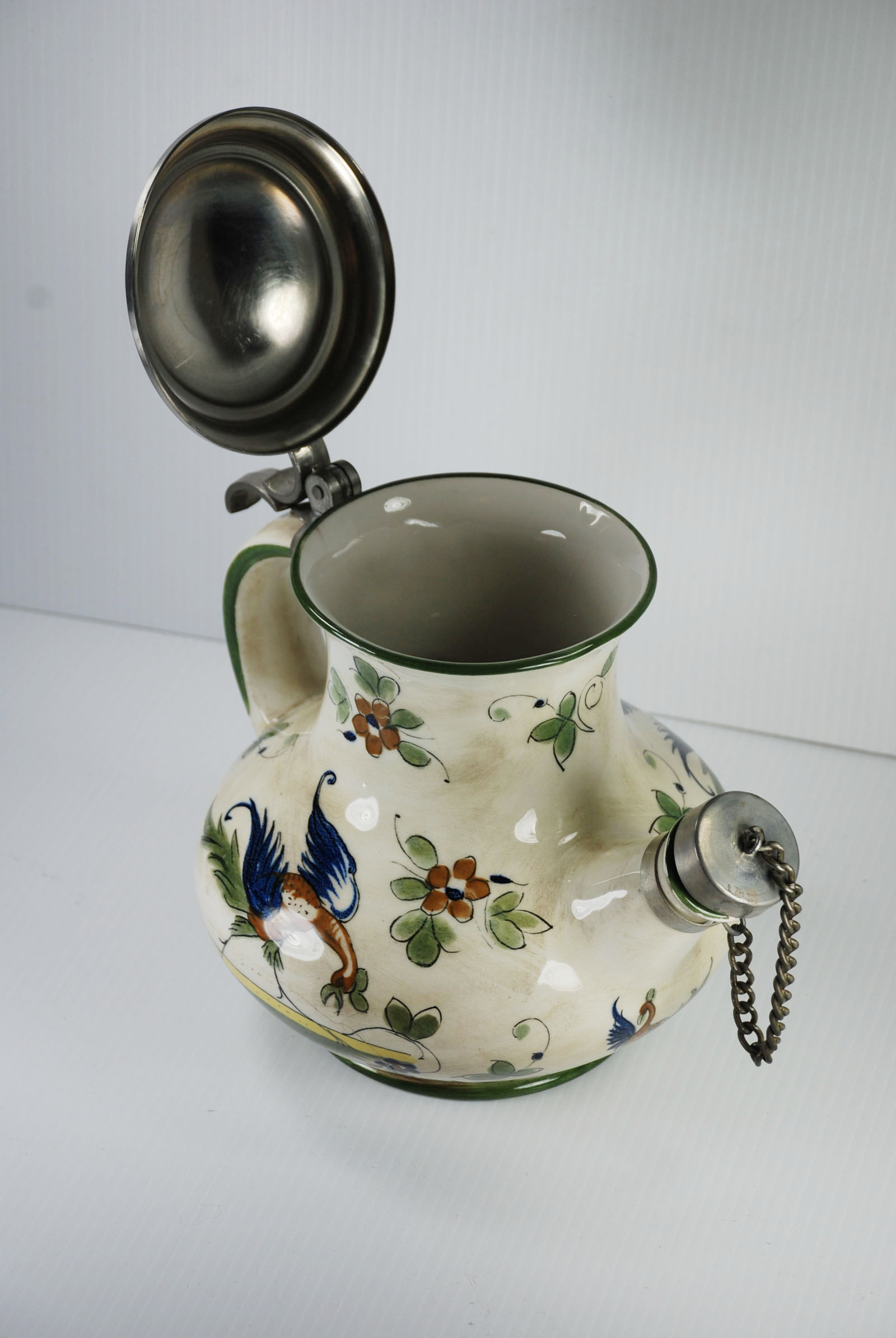 Vintage Capodimonte Made in Italy Ceramic 10.5 in Teapot with Pewter ...